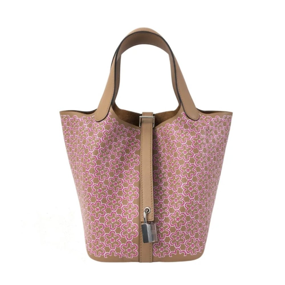 Hermes Lucky Daisy Picotin 18 Chai/Rose/Blanc Swift P… - Gem